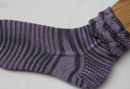 Ravelry: Beaded Cuff Bead Knitted Socks pattern by Linda Lehman
