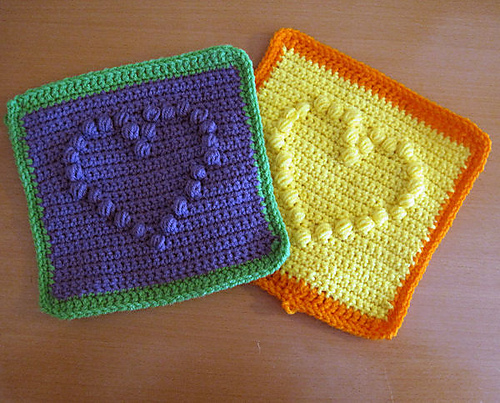 Ravelry: Puffed Heart Square pattern by Rachel Andrus