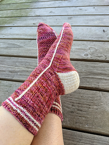 Ravelry: Varsity Beekeeper Socks pattern by Rachel Leggett