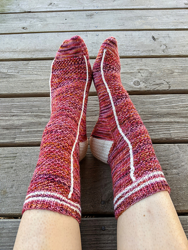 Ravelry: Varsity Beekeeper Socks pattern by Rachel Leggett