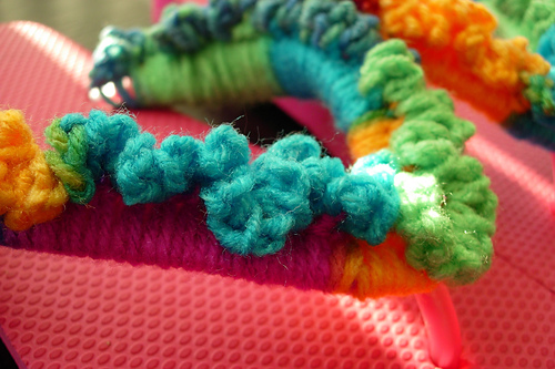 Ravelry: Double Strand Ruffle Flip Flops pattern by Lion Brand Yarn