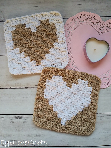 Ravelry: C2C Enamored Heart Square pattern by Alexandra of EyeLoveKnots ...