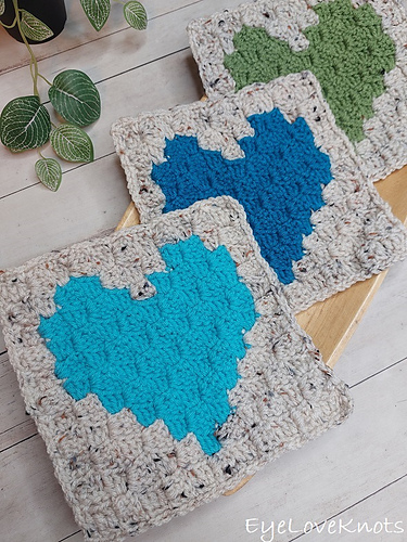 Ravelry: C2C Enamored Heart Square pattern by Alexandra of EyeLoveKnots ...