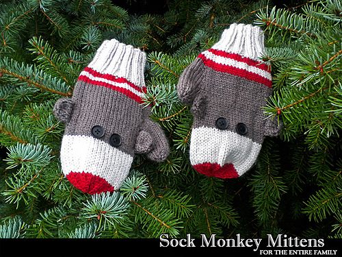 Ravelry: Sock Monkey Mittens pattern by Aunt Janet's Designs