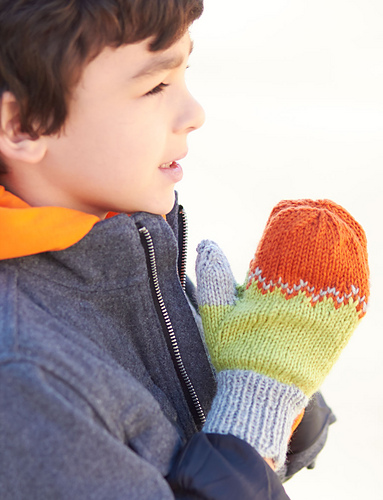 Ravelry: Kids Tri-Color Mittens pattern by Patons
