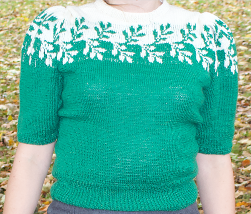 Ravelry: Two-colour Jumper with a Fair Isle Leaf Yoke pattern by Bestway