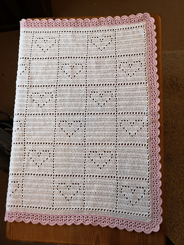 Ravelry: Nana's "Happy Hearts" Filet Crochet Blanket pattern by D Maunz