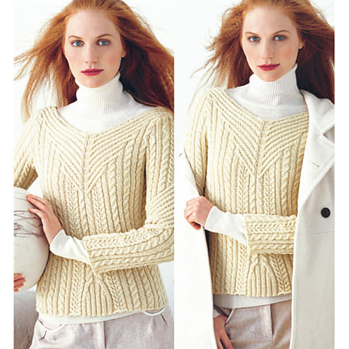 Ravelry: #14 Cabled V-Neck Pullover pattern by Josh Bennett
