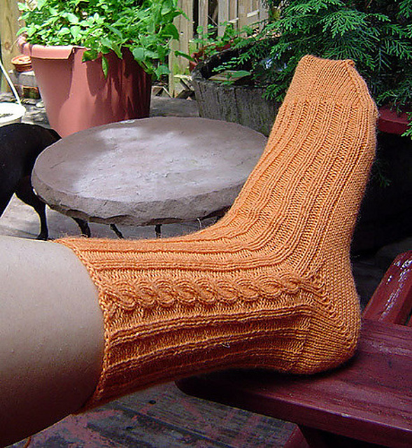 Ravelry: Basic Cabled Socks pattern by Brainylady