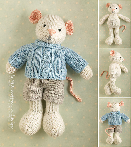 Ravelry: Mouse in a cabled sweater pattern by Julie Williams