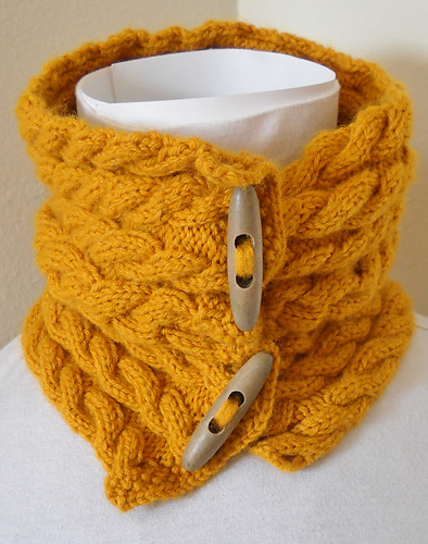 Ravelry: Cable Knit Button Cowl pattern by Crystal Lybrink