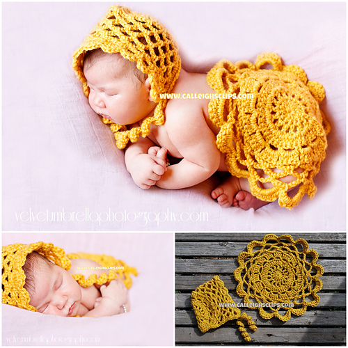 Ravelry: Emma Bonnet and Vintage Doily Prop pattern by Elisabeth Spivey