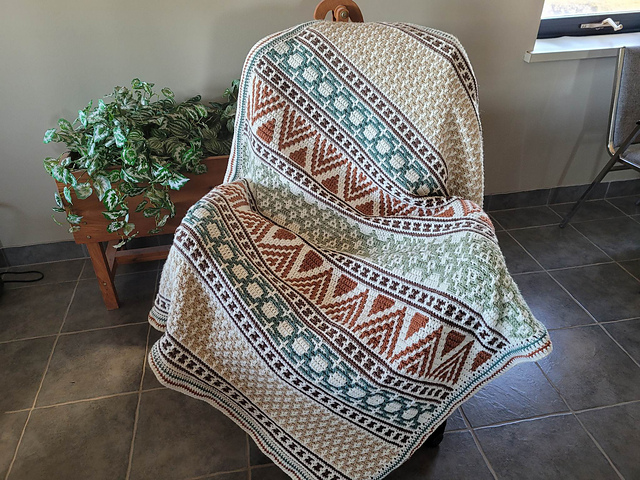 Ravelry: Across the Miles Mosaic Overlay Throw pattern by Carol Webster