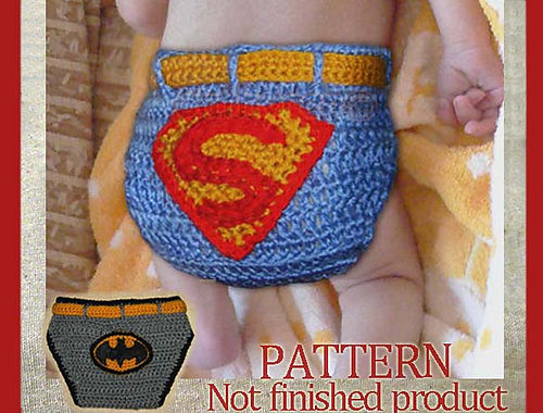 Ravelry: Baby Superman Diaper/Soaker cover Photo prop pattern by Cathy Ren
