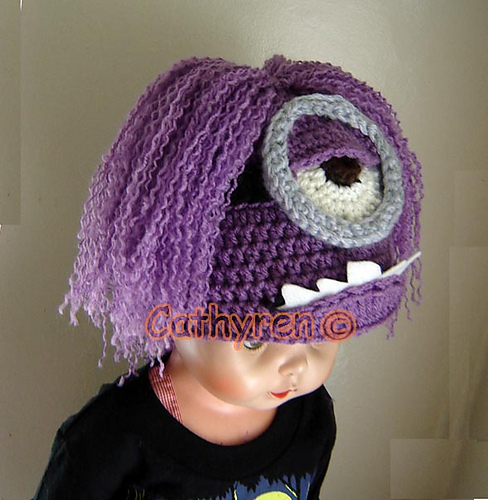 Ravelry: Cute Evil Minion Halloween Hat for Girls pattern by Cathy Ren