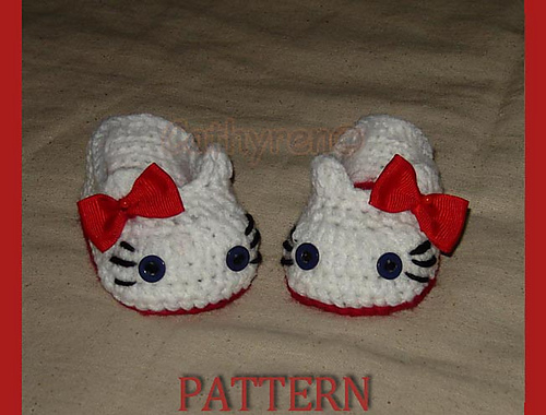 Ravelry: Lovely Hello Kitty Baby Mary Janes, Slippers pattern by Cathy Ren