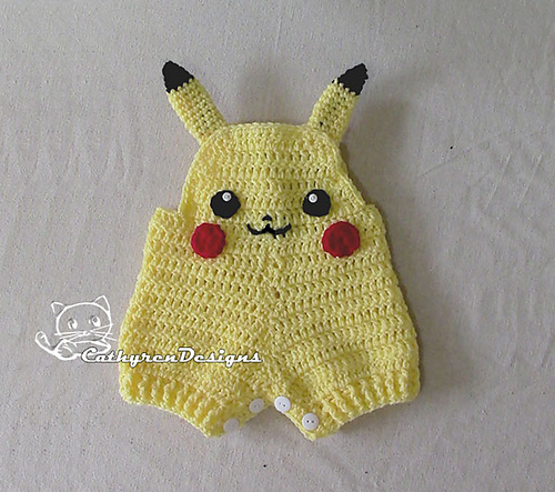 Ravelry: Baby Pokemon Pikachu overalls pattern by Cathy Ren