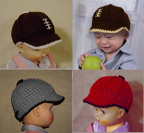 Ravelry: Football Base ball Cap pattern by Cathy Ren