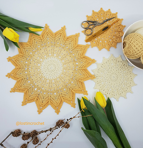 Ravelry: Ray of Sunshine - Coaster and Mandala pattern by Camilla Baroe