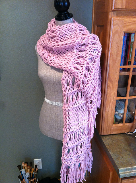 Ravelry: 3-Skein Eyelet Stitch Prayer Shawl pattern by Louis Chicquette