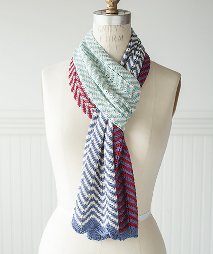 Ravelry: Striped Chevron Scarf pattern by Churchmouse Yarns and Teas