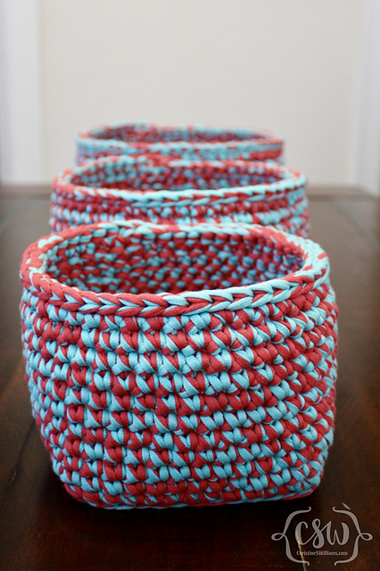 Ravelry: Multicolored Stacking Baskets pattern by Christine Williams