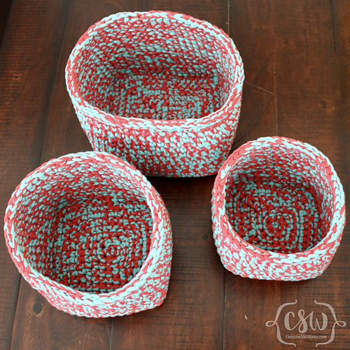 Ravelry: Multicolored Stacking Baskets pattern by Christine Williams