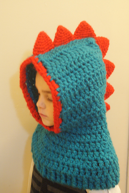 Ravelry: Hooded Blue Dinosaur Cowl pattern by Jennifer Lynas