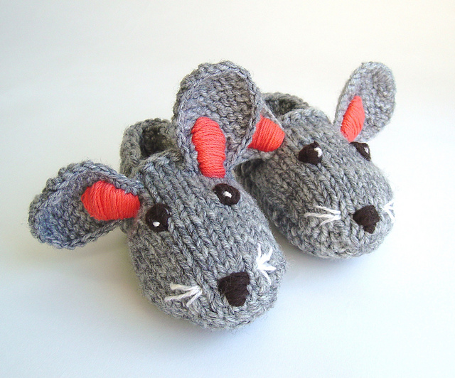 Ravelry: Cozy Mice Critter Slippers pattern by Caroline Brooke