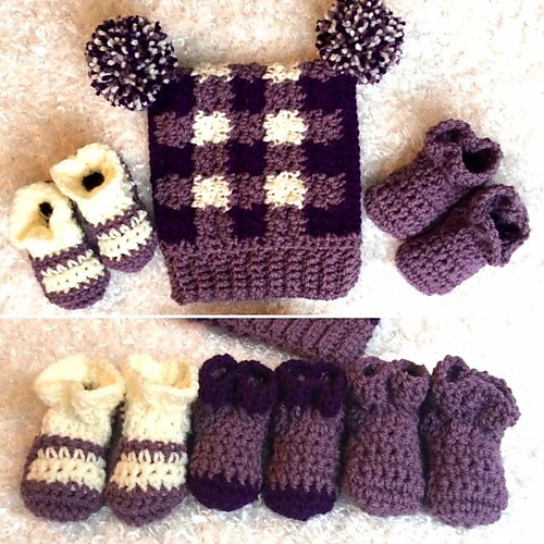 Ravelry: Gingham Noggin and Toes Set pattern by Sheila Zachariae