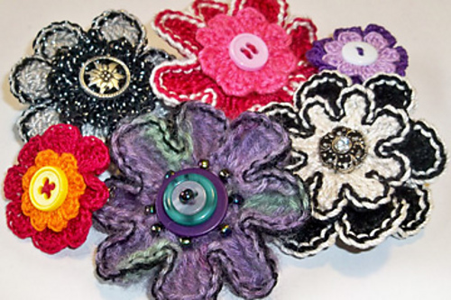 Ravelry: Button Flower Pin pattern by Susan Lowman
