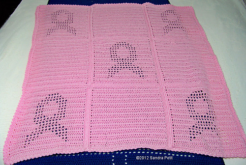 Ravelry: Cancer Ribbon Filet Square Afghan pattern by Sandra Petit