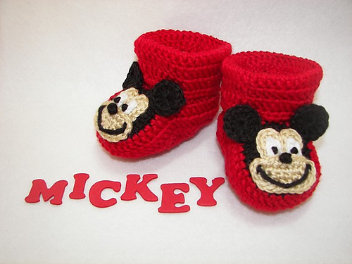 Ravelry: Mickey Mouse Baby Booties pattern by Sara Ayers