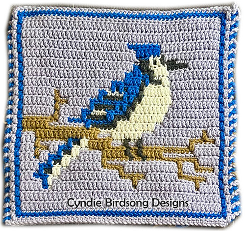 Ravelry: Boisterous Blue Jay Mosaic Square pattern by Cyndie Birdsong