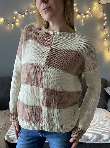 Ravelry: Checkered sweater on Addi/Sentro pattern by Dilyana Marinova
