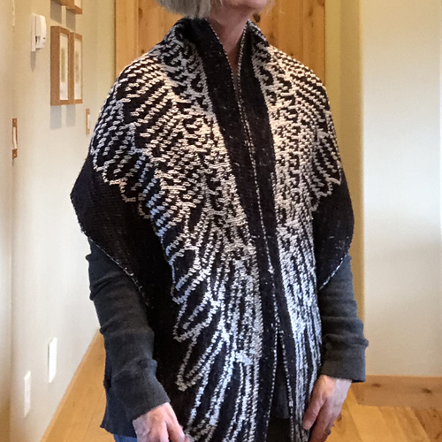 Winged shawl finally completed! So happy with how this turned out ...