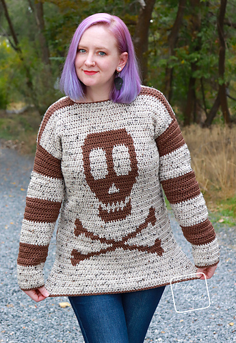 Ravelry: Sally Skull and Crossbones Pullover pattern by Divine Debris