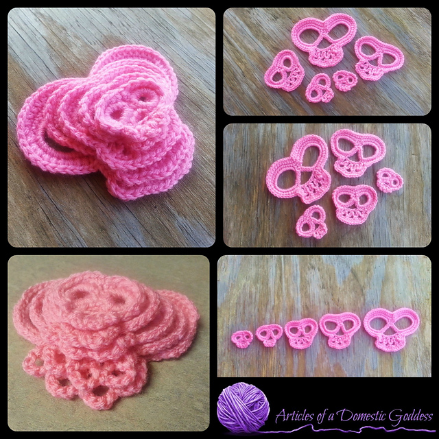 Ravelry: 5 Assorted Size Skull Appliques pattern by Donna Knox