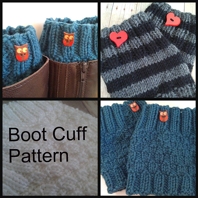 Ravelry: Knitted Boot Cuffs - Striped and Checkerboard pattern by Katie ...