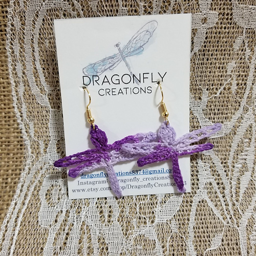 Ravelry: Dragonfly Kiss Earrings pattern by Teal Dragonfly Creations