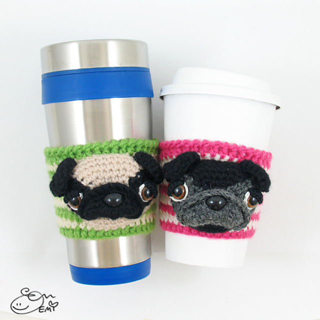 Ravelry: Pug Coffee Cup Cozy pattern by Enna Design