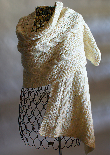 Ravelry: Coin Lace and Cable Wrap pattern by Shui Kuen Kozinski