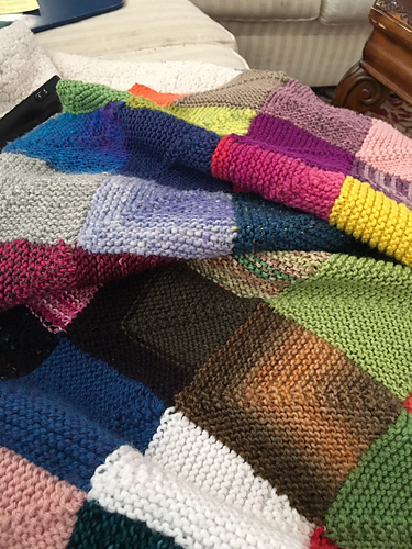 My memory blanket made from stash : r/knitting