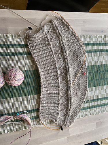 Need help with Ingrid Sweater — mock cables in the round : r/knitting