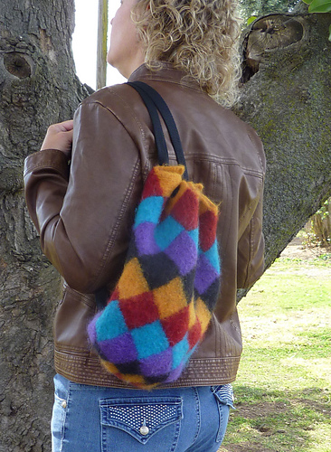 Ravelry: Felted Knapsack / Backpack in Entrelac pattern by Gwen Bortner