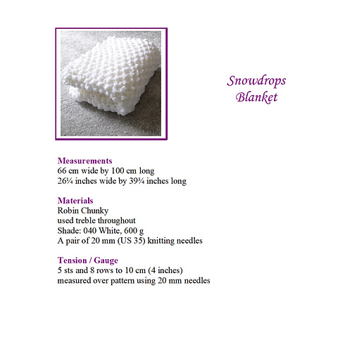 Ravelry: Snowdrops Blanket pattern by Esther Kate