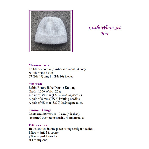 Ravelry: White Set pattern by Esther Kate