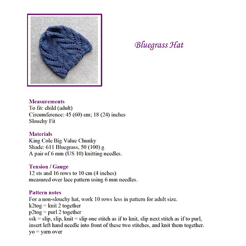 Ravelry: Bluegrass Hat pattern by Esther Kate