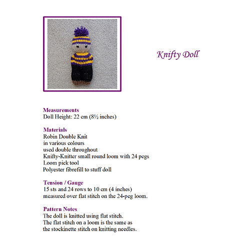 Ravelry: Knifty Doll pattern by Esther Kate