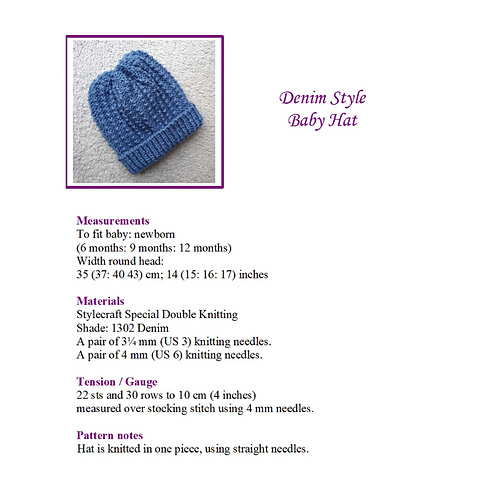 Ravelry: Denim Style Baby Hat pattern by Esther Kate